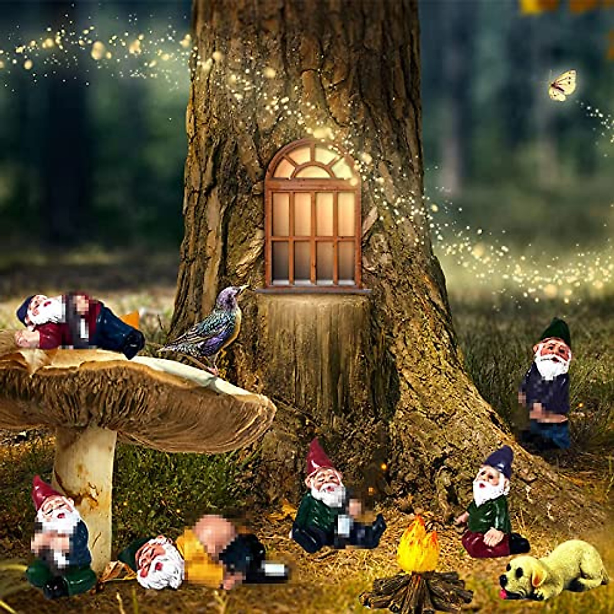 Wetufin - 16pcs Miniature Funny Garden Drunk Gnomes Mini Funny Creative Dwarf Garden Gnome Statues Decoration for Indoor Outdoor Yard Patio Bonsai Potted Plants Landscape Desk Decor, Gift for Kids