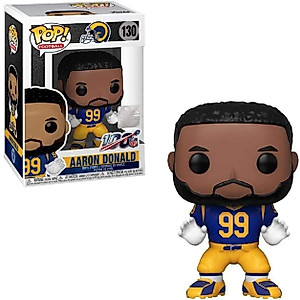 POP Football: Rams - Aaron Donald Funko Vinyl Figure (Bundled with Compatible Box Protector Case), Multicolor, 3.75 inches