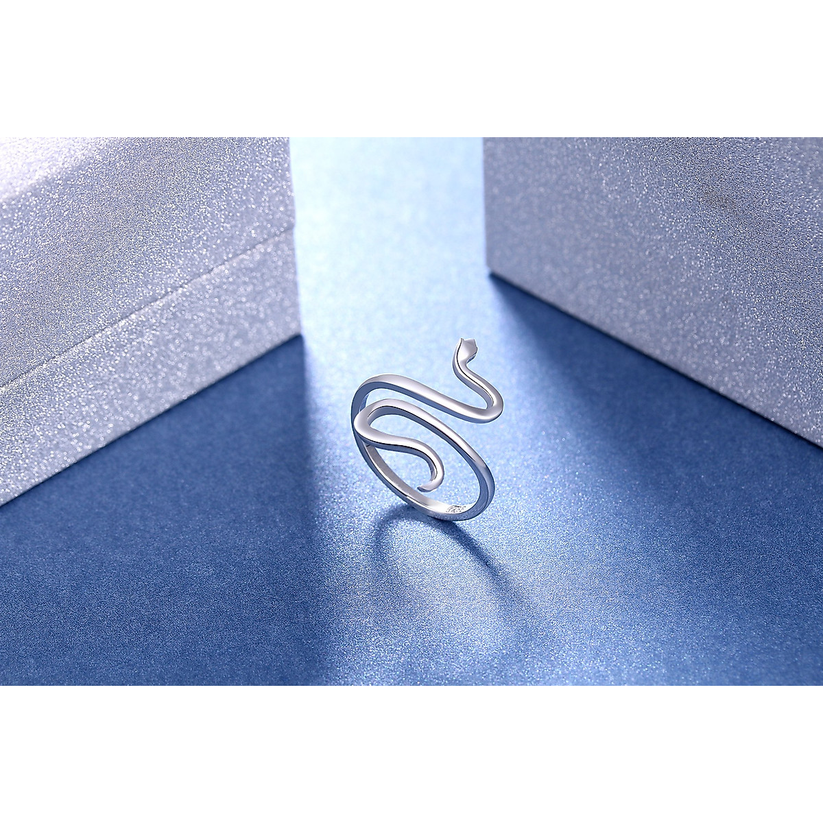 Alphm Snake Ring for Women S925 Sterling Silver Adjustable Wrap Open Spoon Rings Jewelry