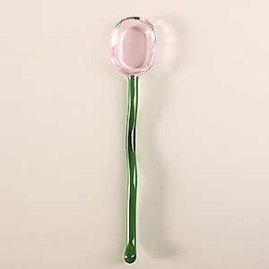 Turbokey 5 Pieces Glass Spoons for Coffee Teaspoons 6.1 inch Glass Stirring Spoon Rod Heat Resistant Coffee Stirrers Ice Tea Spoon Glass Mixing Spoon for Tea SugarHome Bar Party (5 Color)