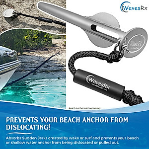 WAVESRX Beach Anchoring Bundle | Aluminum Sand Anchor + Bungee Line 14' | Securely Anchor Your Watercraft in Shallow Water Near Beach or Sandbar | Perfect for Boats, Pontoons, Jet Ski and Other PWC