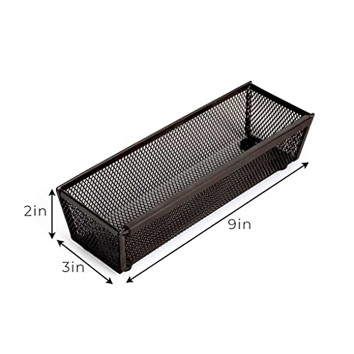 Smart Design Drawer Organizer - 9 x 3 Inch - Steel Metal Mesh Tray - with Interlocking Arm Connection - Utensils, Silverware, Organization - Kitchen - Bronze