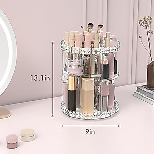 Rosoenvi Rotating Makeup Organizer, 360° Spinning Skincare Organizers, Adjustable Layer Cosmetic Storage Lazy Susan Makeup Organizers for Dresser Bathroom, Medium