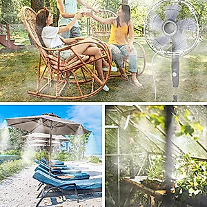 LINEX Misting Cooling System, 50FT Misting Line,8 Mist Nozzles Outdoor Misters for Outside Patio Parasol Garden Greenhouse Trampoline for Waterpark