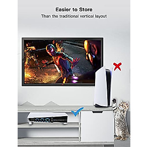 NexiGo PS5 Horizontal Stand with Slient Cooling Fan, [Auto On/Off], [Minimalist Design], Compatible with Playstation 5 Disc & Digital Editions, Built-in LED Light, Extra USB Port, Easy to Install