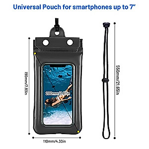 Universal Waterproof Phone Pouch Floating Waterproof Cellphone Dry Bag Floatable Phone Dry Bag Up to 7" with Lanyard for iPhone 15 14 13 12 11 /Samsung/Samsung Galaxy/Pixel/OnePlus/Sony Xperia(Yellow)