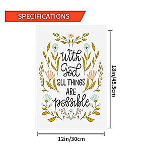 Moslion With God All Things Are Possible Garden Flag Vertical Double Sided Flower Leaf Jesus Inspirational Quote House Flags Home Burlap Banners 12.5x18 Inch for Outdoor Decor Lawn Orange