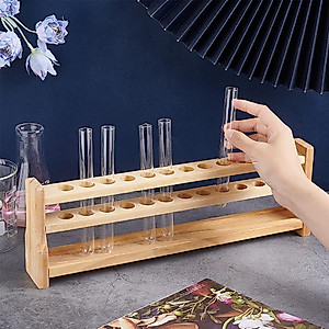 OLYCRAFT 12 Holes Wooden Test Tube Rack 10ML Test Tube Display Stands 18mm Hole Tube Display Racks Wood Colorimetric Tube Stand Centrifuge Tube Rack for Test Tube Chemistry Laboratory 14.2x2x4.6 Inch