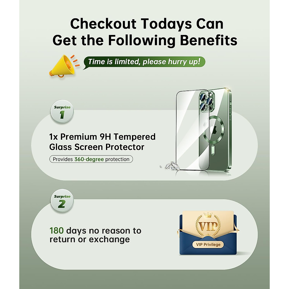 Waldeng for iPhone 13 Pro Max Case with Integrated Camera Lens Protection, [Seamless Work with Magsafe] [Metallic Glossy Soft Bumper], Diamond Clear Stylish Case for iPhone 13 Pro Max, Alpine Green