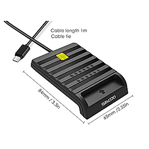 Type-C Saicoo® DOD Military USB Common Access CAC Smart Card Reader, Compatible with Mac OS, Win (Support VA PIV Card) (USB-C)