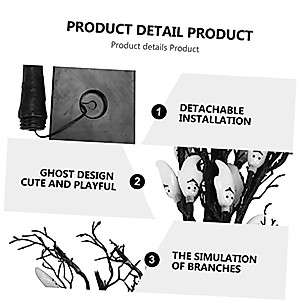 OSALADI 1pc Halloween Ghost Lights LED Decor Home Decoration Black Table Lamp Spooky Tree Glittered Creepy Table Lamp Birch Tree Battery Operated Stimulative Halloween Lights Night Light