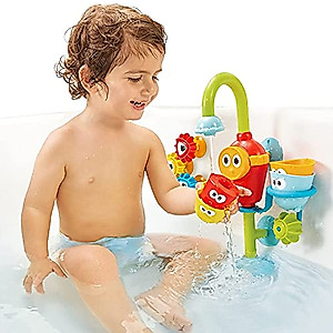 Yookidoo Bath Toys (For Toddlers 1-3) - Spin N Sort Spout Pro - 3 Stackable Cups, Hose and Spout, Spinning Suction Cups For Kids Bathtime Fun