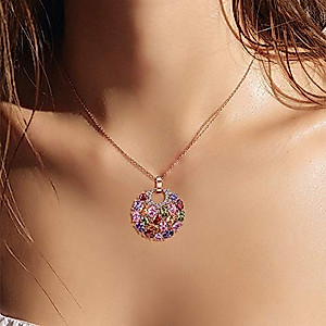 Merdia Crystal Colorized Cubic Zirconia Laminated Flower Pendant Necklace with 15.75+1.57 in Extender Chain for Women | Necklace extender | Crystal Necklace | Flower Necklace | Rose Gold Multi Color Necklace