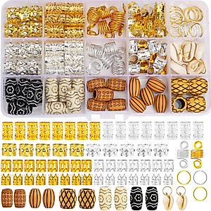 133 PCS Hair Jewelry for Braids Locs Dreadlock Accessories Hair Decoration Hair Coils Rings Dreadlocks Hair Cuffs Shells Imitation Wood-Like Hair Tube Beads for Women Gorls