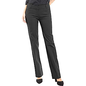 Design by Olivia Women's High Waist Comfy Stretchy Bootcut Trouser Pants Black L
