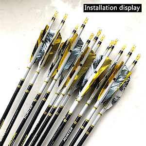 AMEYXGS 4 Inch Arrow Feather Fletching Turkey Feather Natural Arrow Vanes Shield Right Wings Vanes for DIY Arrows Accessories 50Pcs (White)