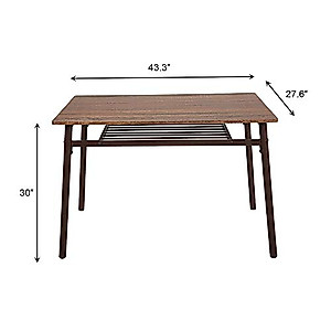 LUCKYERMORE 6 Piece Dining Room Table Set with Bench Compact Wooden Kitchen Table and 5 Chairs with Metal Legs Dinette Sets