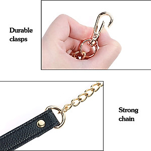Glamorstar Purse Chain Strap Leather Crossbody Metal Replacement Straps for Shoulder Handbag Clutch Bags Satchels Gold Black 100cm/39in