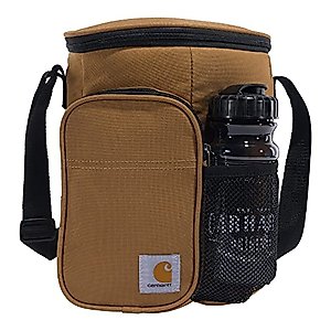 Carhartt Insulated 10 Can Vertical Cooler + Water Bottle, Fully-Insulated Lunchbox with Included Water Bottle, Brown