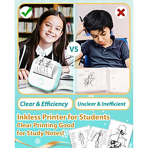 Phomemo Sticker Printer- T02 Mini Printer Sticker Maker Inkless Printer Portable Bluetooth Thermal Pocket Photo Printer for Study Notes, Stickers, Photos, DIY, for Birthday, Green