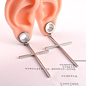 Vankula 2PCS Cross Hypoallergenic Stainless Steel Plugs Ear Gauges Weights Tunnels Piercing Expander Stretchers Fashion Body Jewelry