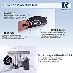 2 PCS Silicone Induction Cooktop Mat - (Magnetic) Cooktop Scratch Protector - for Induction Stove, Multifunctional Silicone Mats - for Air Fryer Liners, Trivet by KitchenRaku