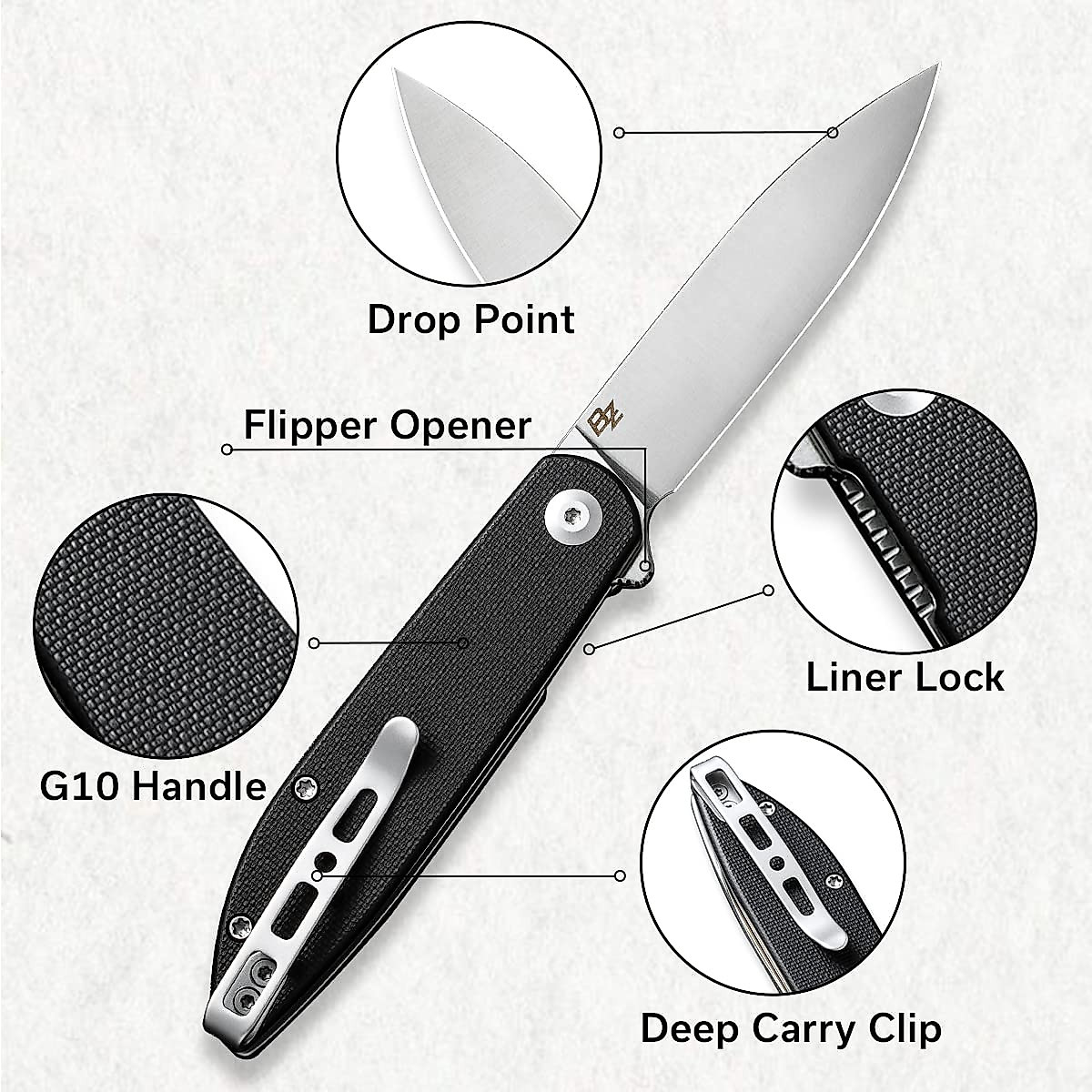 SENCUT Bocll II Pocket Knife Folding Knife for EDC, Liner Lock Small Knife with G10 Handle, Design by Brad Zinker, 2.96'' Blade for Indoor Outdoor Gifts S22019-1