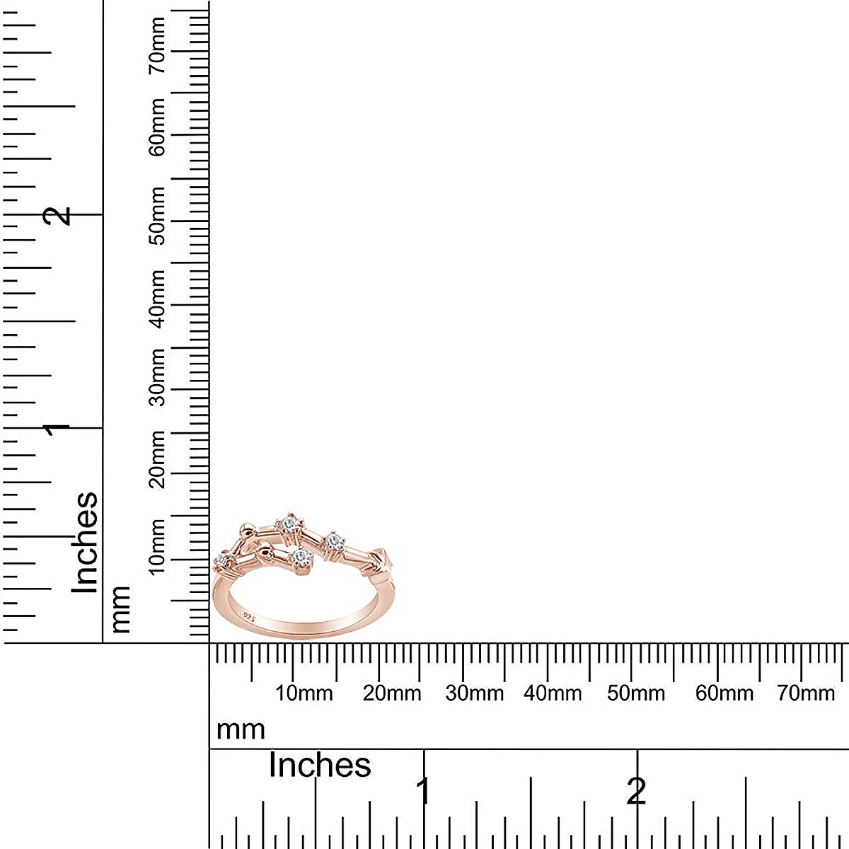 AFFY 1/10 Carat Natural Round Diamond Celestial Star Horoscope Astrology Gemini Zodiac Sign Ring In 14k Rose Gold Over Sterling Silver (0.1 Cttw, H-I Color, I1-I2 Clarity) Ring Size - 7.5