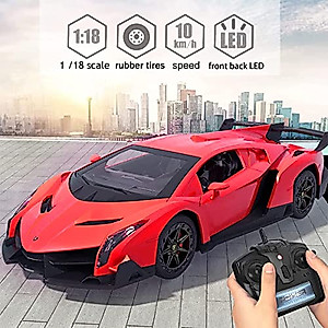 LAFALA Remote Control Car RC Cars Racing Car 1:18 Licensed Toy RC Car Compatible with Lamborghini Model Vehicle for Boys 6,7,8 Years Old Halloween, red