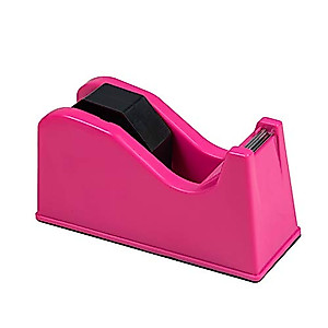 IHOMECOOKER Desktop Tape Dispenser Adhesive Roll Holder (Fits 1" & 3" Core) with Weighted Nonskid Rose red