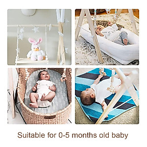 Wooden Baby Gym with 4 Baby Sensory Toys Foldable Baby Play Activity Gym Frame Hanging Bar Newborn Gift