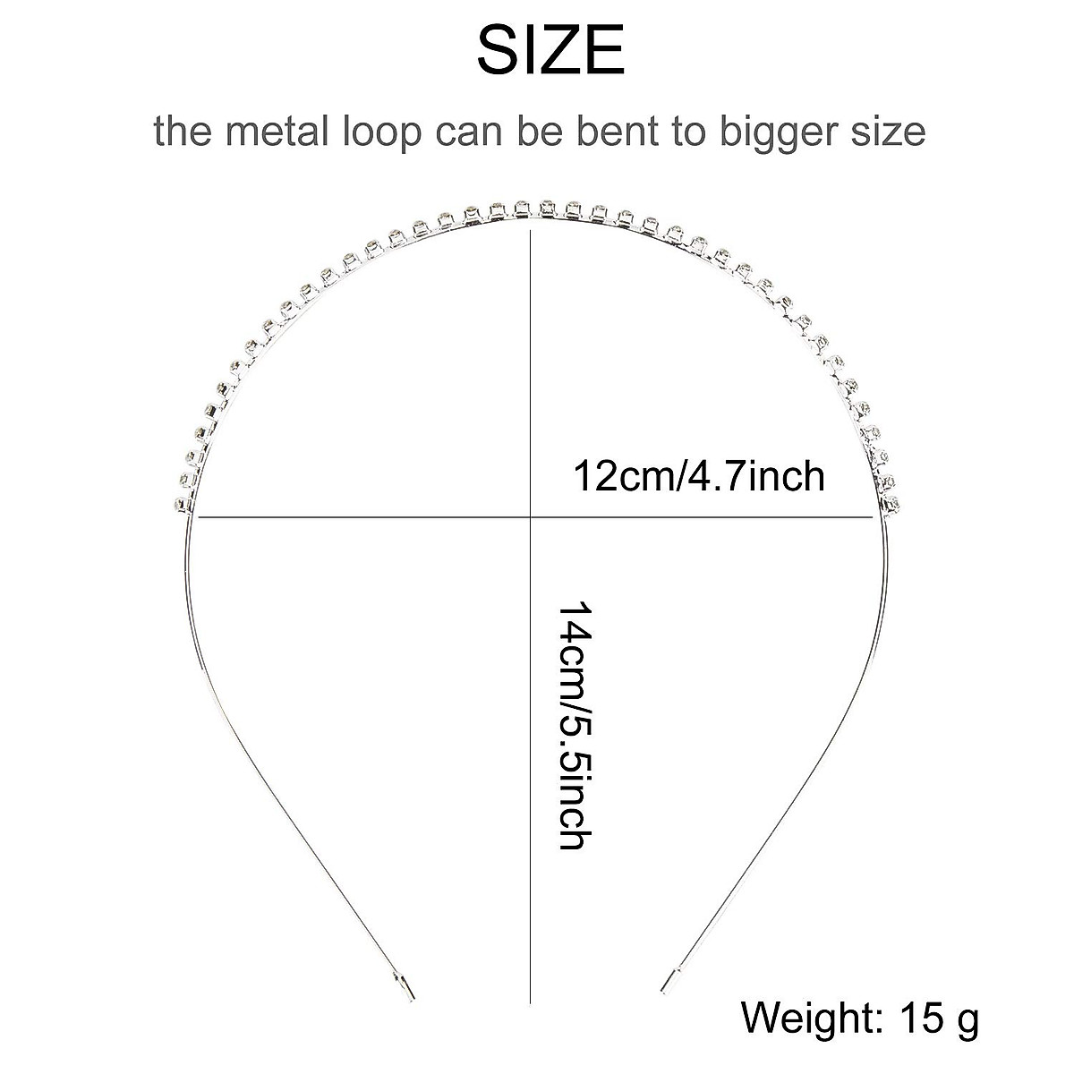 Lawie 4 Pack Rhinestone Pearl Glitter Sparkly Silver Metal Hair Clasps Slim Thin Skinny Hard Headbands Hair Loops Rings Cross Hairands Crown Tiara Holder Accessories for Women Girl