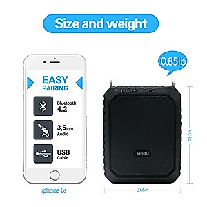 Bluetooth Voice Amplifier Wireless Mic, Waterproof Wireless Microphone and Speaker Set, 18W Personal Mic Headset for Speaking, Rechargeable Megaphone Portable Pa System for Teachers Black