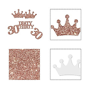 Ambishi 120pcs Rose Gold Glitter Dirty Thirty Confetti, Happy 30th Birthday Party Table Decoration for Women, Dirty 30 Table Confetti