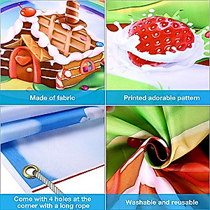 Donut Candy Birthday Party Backdrop Banner, Christmas Large Fabric Sweet Donut Candy Backdrop for Candy Party Decoration, Sweet Cartoon Landscape Baby Shower Background Photo Props, 72.8 x 43.3 Inch