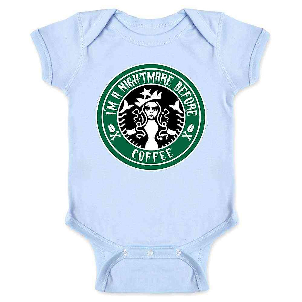 Pop Threads Im a Nightmare Before Coffee Funny Caffeine Infant Baby Boy Girl Bodysuit Light Blue 6M