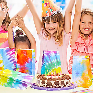 STARRKY 40PCS Party Favor Paper Bags, Tie Dye Gift Bags Camouflage Treat Bags Goody Bags Tie Dye Party Accessories for Party Favors Kids Birthday Party