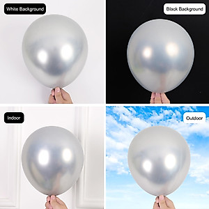 RUBFAC Silver Balloons, 146pcs Different Sizes Pack of 36 18 12 10 5 Inch for Balloon Garland or Balloon Arch as Graduation Wedding Birthday Baby Shower Anniversary Party Decorations