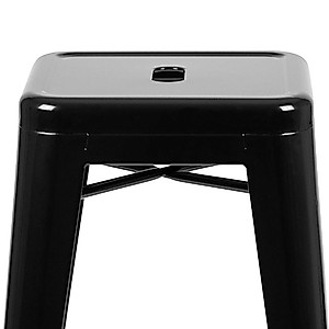 Flash Furniture Lily 30" High Metal Indoor Bar Stool in Black - Stackable Set of 4