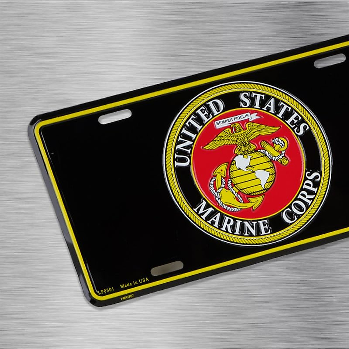 License Plate with United States Marine Corps (USMC) Logo. Standard Size 6" x 12", License Plate of Cars, SUVs, Trucks and minivans Aluminum 4 Holes|Universal fits Officially Licensed