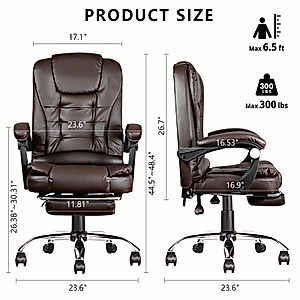Adjustable Office Chair Swivel Ergonomic Executive Computer Task Desk Seat Chairs Ergonomic Office Chair Leather Executive Chair Computer Chair High Back Lumbar Support Wheels Swivel