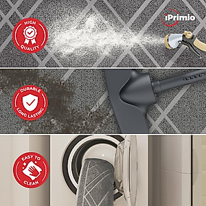 SlipToGrip Universal Door Mat, Plaid Design - Grey, 42 x 35 - Anti Slip, Durable & Washable, Outdoor & Indoor Floor Welcome Mat Door Mat Entry -Rug for Garage, Patio, Front Door, Dust Absorbent