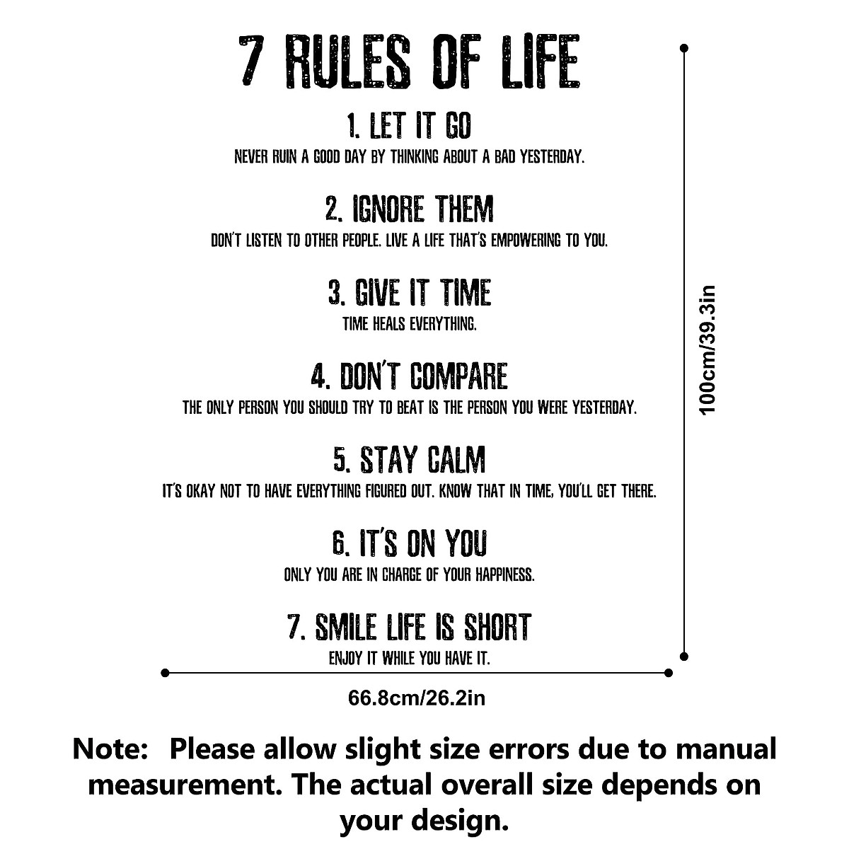 Inspirational Wall Decals Quotes Large Removable Motivational Vinyl Wall Quotes Stickers 7 Rules of Life Positive Word Sayings Spiritual Wall Decor for Office Living Room Classroom Bathroom