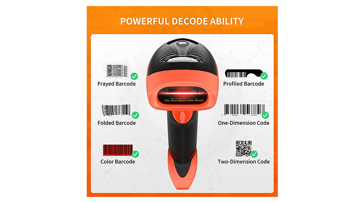 Handheld USB Barcode Scanner for 1D & 2D Codes | NetumScan