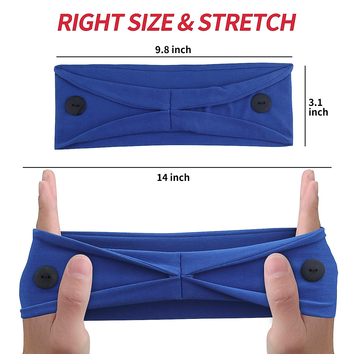 ABAMERICA Headbands with Button for Mask, Wide Nurses Headbands Non Slip Elastic Ear Protection for Women Men Doctors Sweatband Headband (BUTTON- 4 PACK COLOR13)