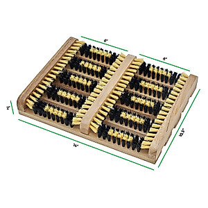 Superio Shoe and Boot Scraper, Outside Shoe Scrubber Brush 10.5 X 14 Inch - Cleans Deep Removes All Outdoor Dirt, Snow, Mud and Sand. Construction, Hiking Cleaner (Wood 1-Pack)