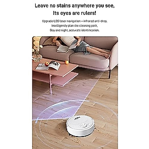 XNGIIKIN Robot Vacuums Robotic Vacuums Floor Cleaning Machines for Low Carpets, Pet Hair, Hard Floors (White)