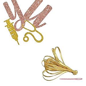 Maicaiffe Rose Gold Glitter I Will Stab You Banner - Medical School Grad Decorations, Nurse / RN Graduation Sign - Nurse Graduation Decorations - Nursing Grad Party Decorations