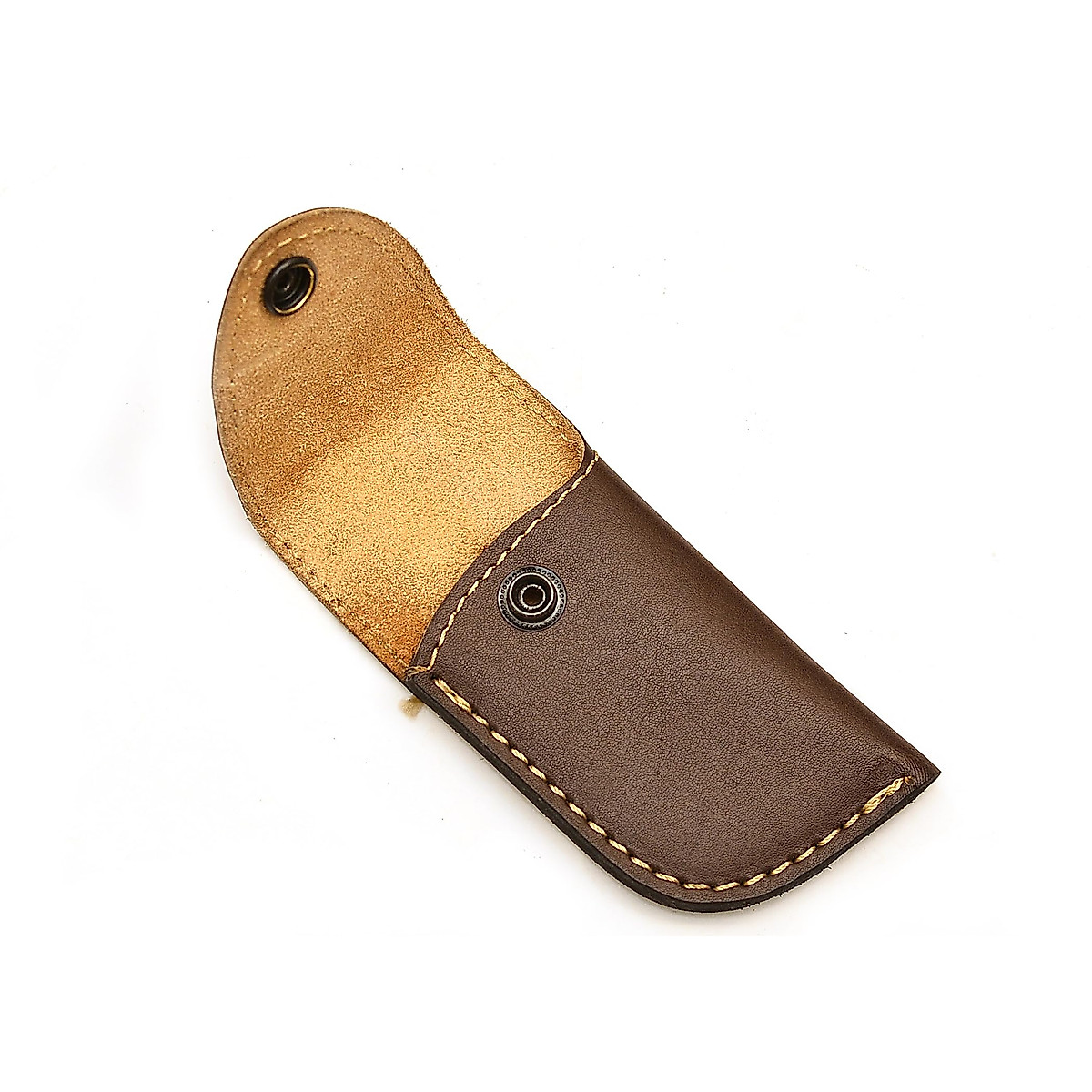 5" Genuine Leather Knife Holster with Belt Buckle – Holding Sheath for Pocket Knives, Folding Knife- Compact Draw EDC Knife Holster Belt – Brown, Camping, Hunting, and Outdoors.