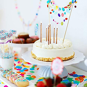 50 Pieces Rose Gold Birthday Candles Long Thin Metallic Birthday Candles Cake Cupcake Candles with Holders for Birthday Wedding Halloween Christmas Party Cake Decorations Supplies()